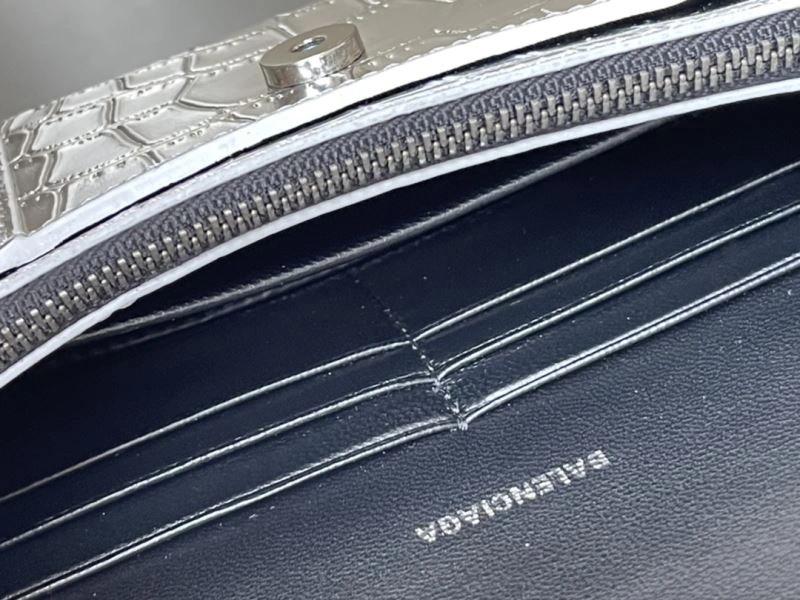 Low-cost Balenciaga Crocodile Silver Hourglass Chain Bag with B-Shaped Pull Tab