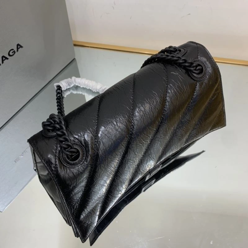 Affordable Balenciaga Crush Medium Embroidered Black Buckle Bag 716393