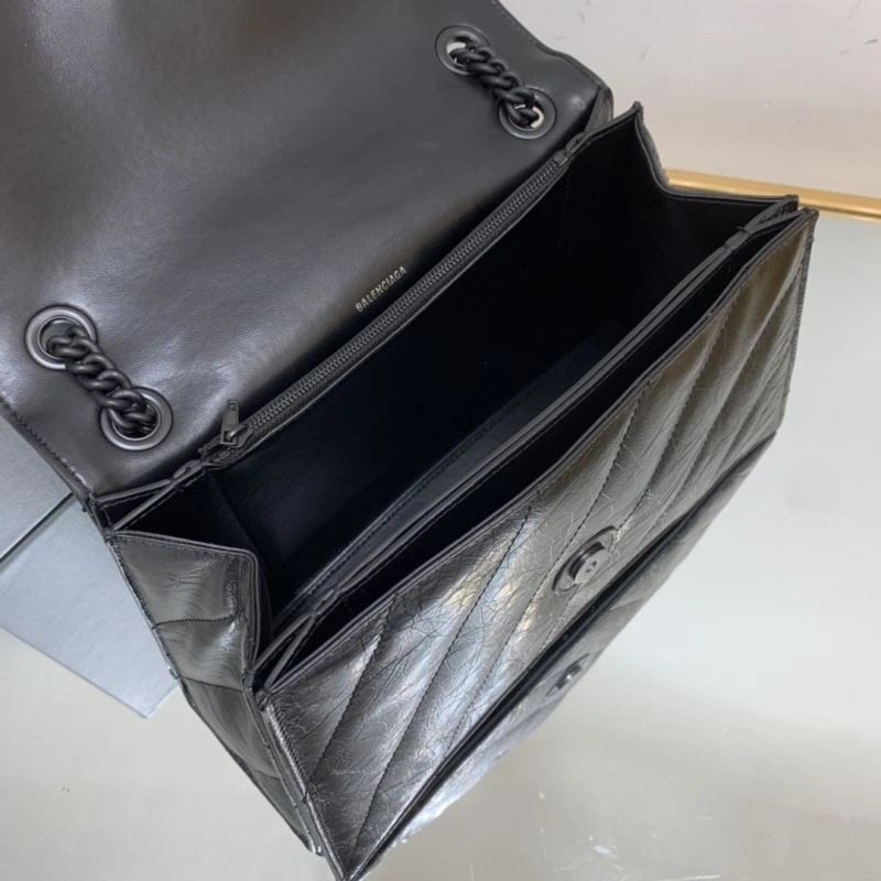 Affordable Balenciaga Crush Medium Embroidered Black Buckle Bag 716393