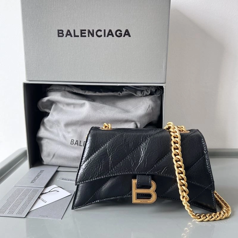 Balenciaga Crush Mini Hourglass Bag with Metal Chain Strap