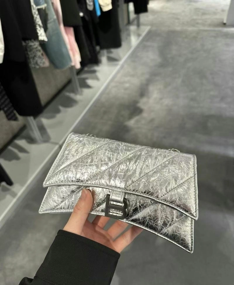 Factory-made Balenciaga Crush Mini Hourglass Bag with Metal Chain Strap