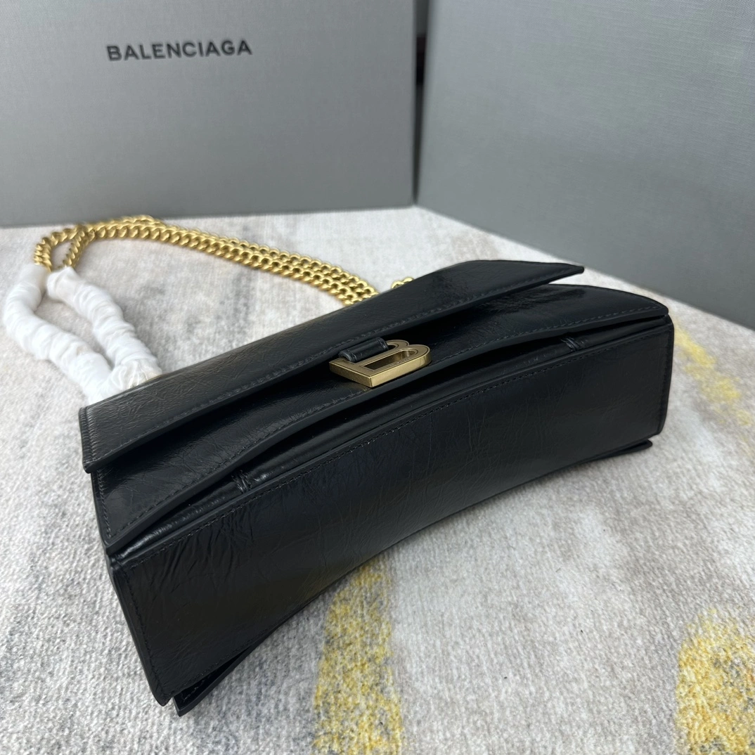 Low-cost Balenciaga Crush Pleated Black Sandglass Chain Bag