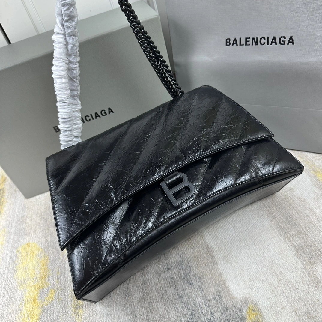 Top match Balenciaga Crush Quilted Chain Bag - Medium Black Icon