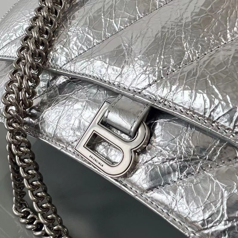 Top mirror Balenciaga Crush Retro Waxed Leather Bag with Gold Chain