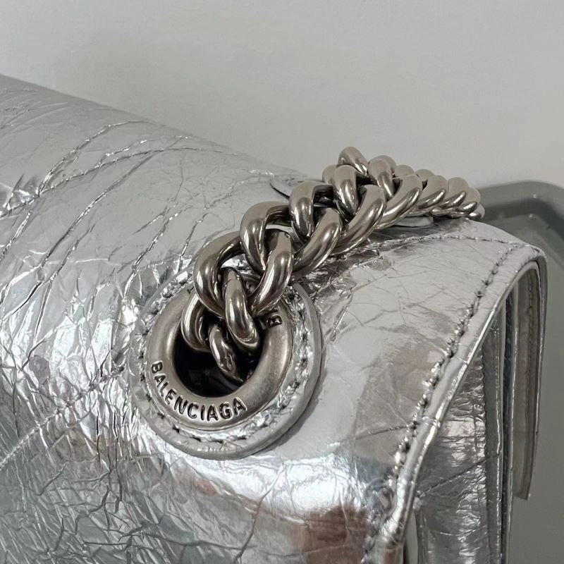 Top mirror Balenciaga Crush Retro Waxed Leather Bag with Gold Chain