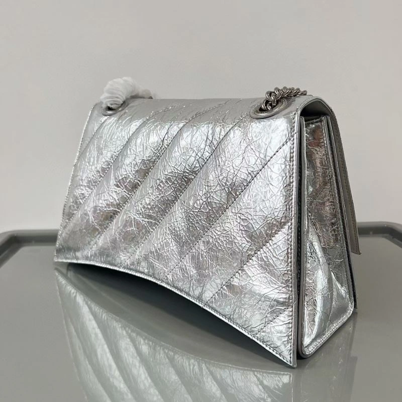 Top mirror Balenciaga Crush Retro Waxed Leather Bag with Gold Chain
