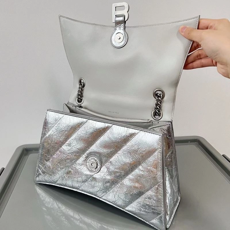 Top mirror Balenciaga Crush Retro Waxed Leather Bag with Gold Chain