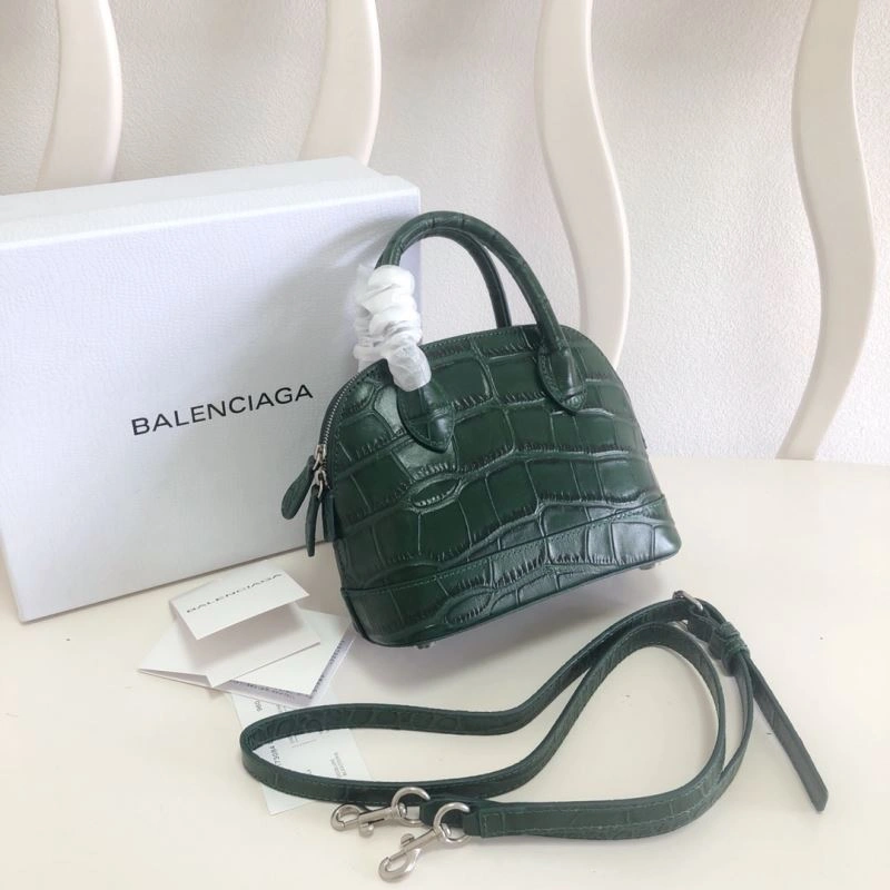 High accuracy Balenciaga Dark Green Mini Crocodile Pattern Shell Bag
