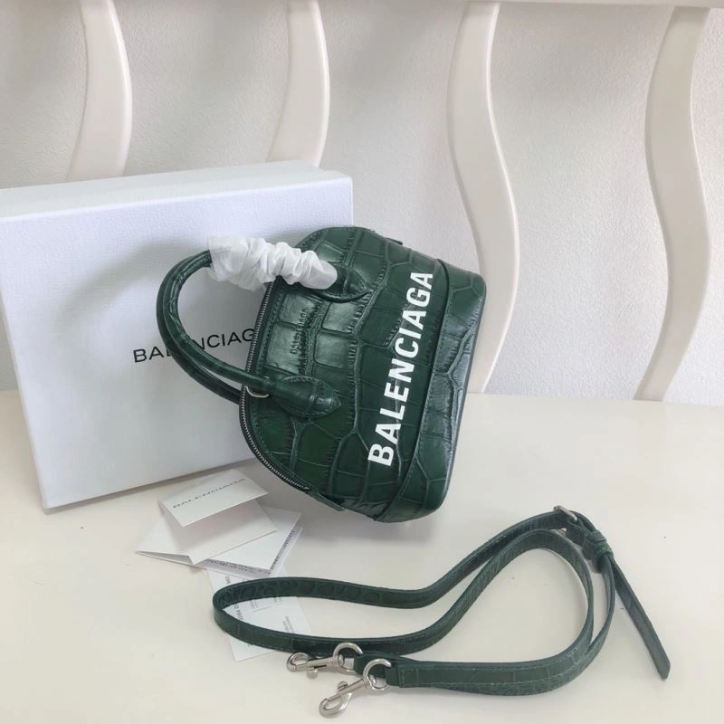 High accuracy Balenciaga Dark Green Mini Crocodile Pattern Shell Bag