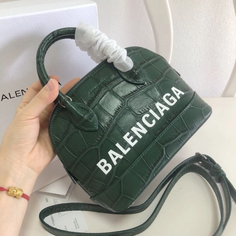 High accuracy Balenciaga Dark Green Mini Crocodile Pattern Shell Bag