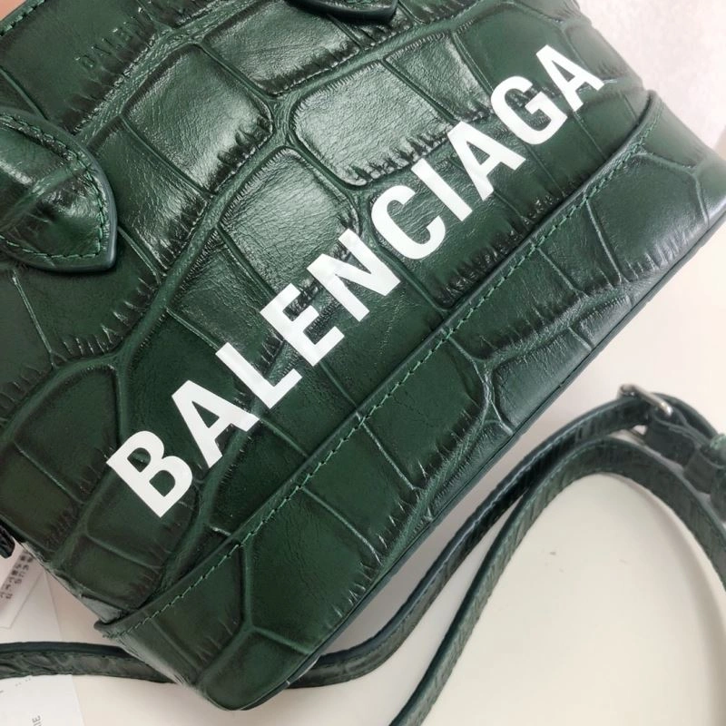 High accuracy Balenciaga Dark Green Mini Crocodile Pattern Shell Bag