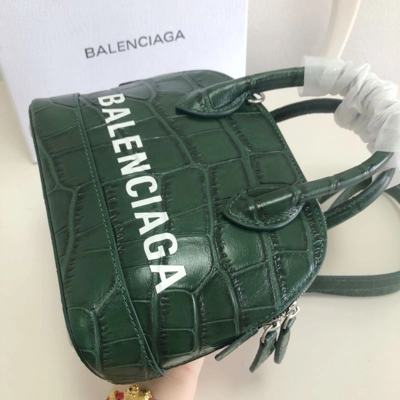 High accuracy Balenciaga Dark Green Mini Crocodile Pattern Shell Bag