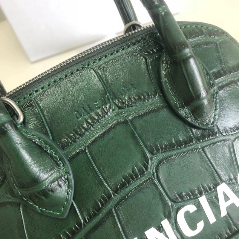 High accuracy Balenciaga Dark Green Mini Crocodile Pattern Shell Bag