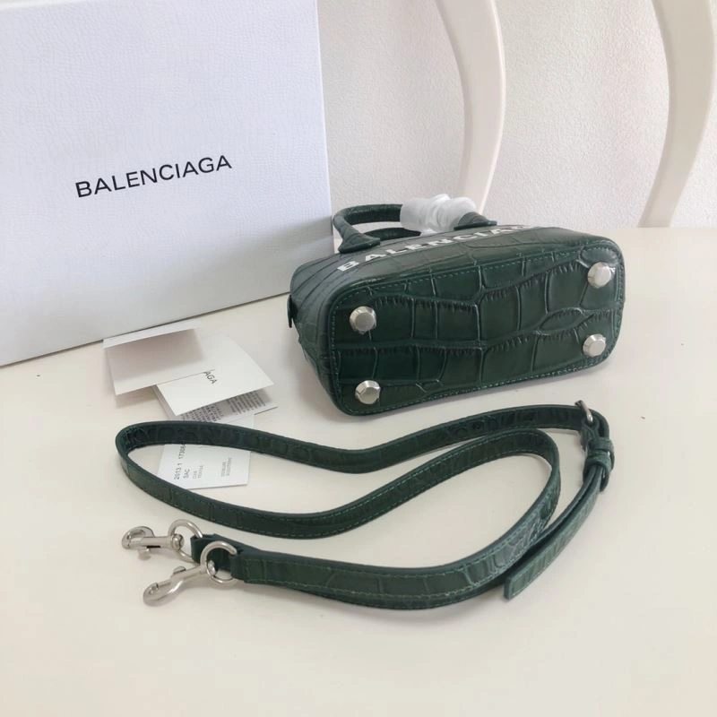 High accuracy Balenciaga Dark Green Mini Crocodile Pattern Shell Bag