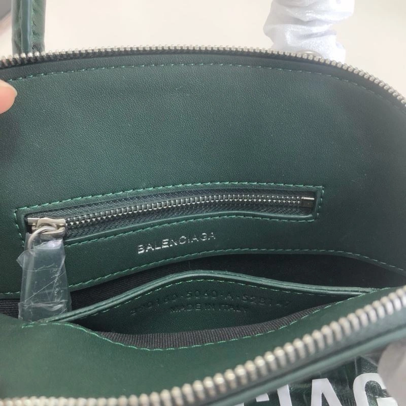 High accuracy Balenciaga Dark Green Mini Crocodile Pattern Shell Bag