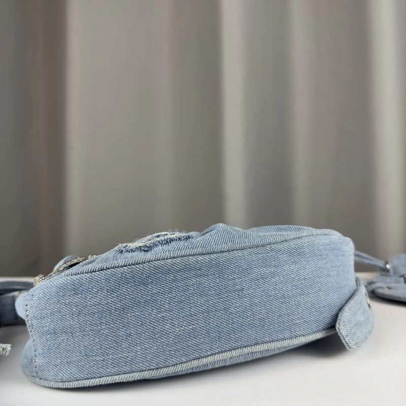 Bargain Balenciaga Denim Blue Le Cagole Half-Moon Crossbody Bag
