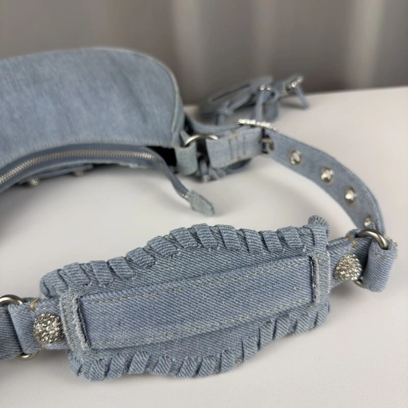 Bargain Balenciaga Denim Blue Le Cagole Half-Moon Crossbody Bag