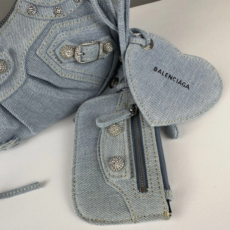 Bargain Balenciaga Denim Blue Le Cagole Half-Moon Crossbody Bag