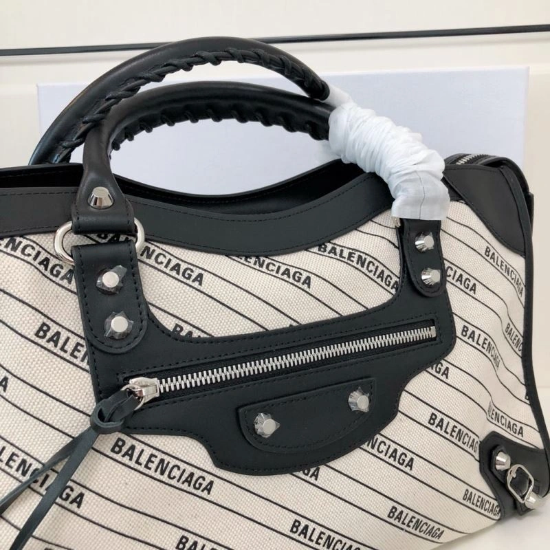 Precise copy Balenciaga Diagonal Print Motorcycle Bag in Washed Canvas