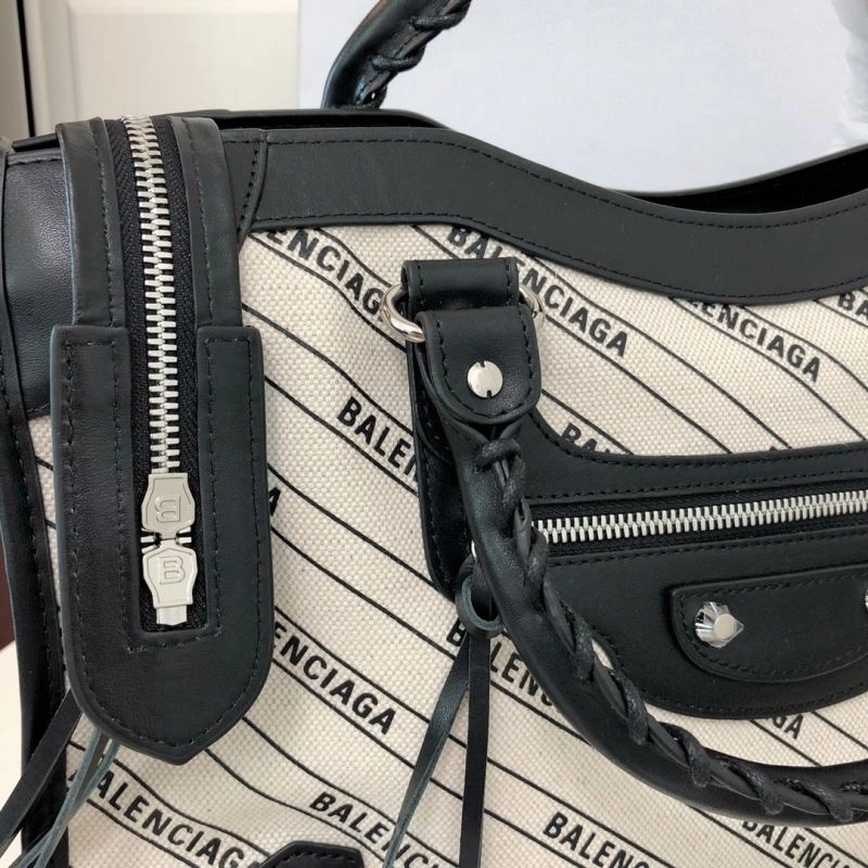 Precise copy Balenciaga Diagonal Print Motorcycle Bag in Washed Canvas