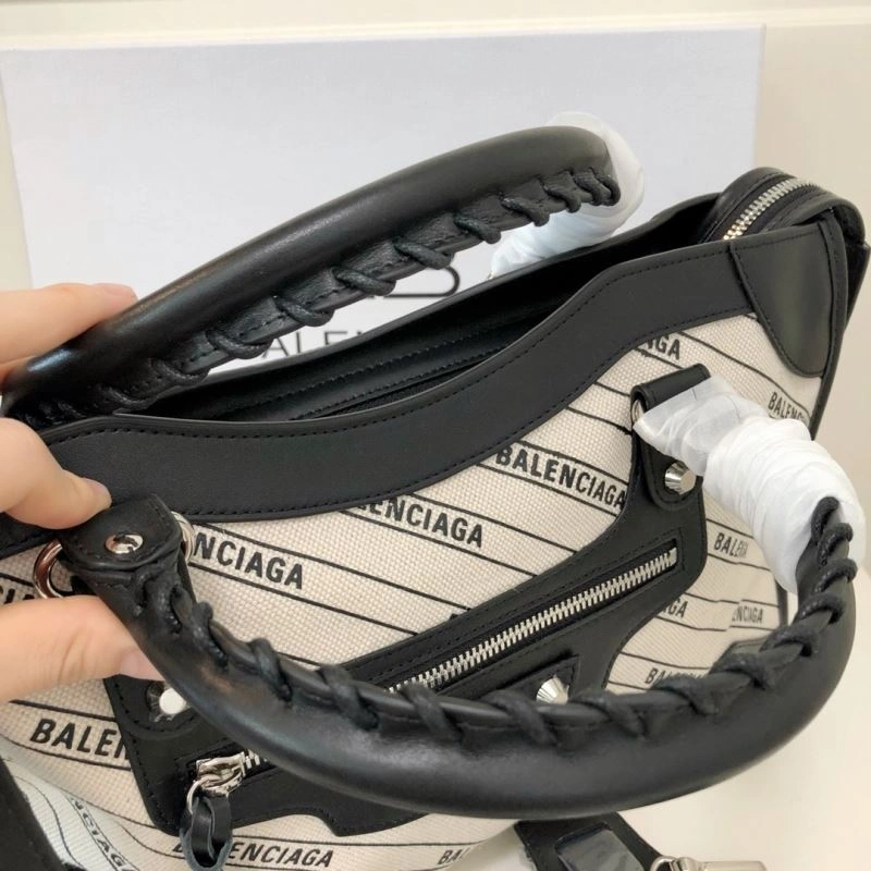 Precise copy Balenciaga Diagonal Print Motorcycle Bag in Washed Canvas