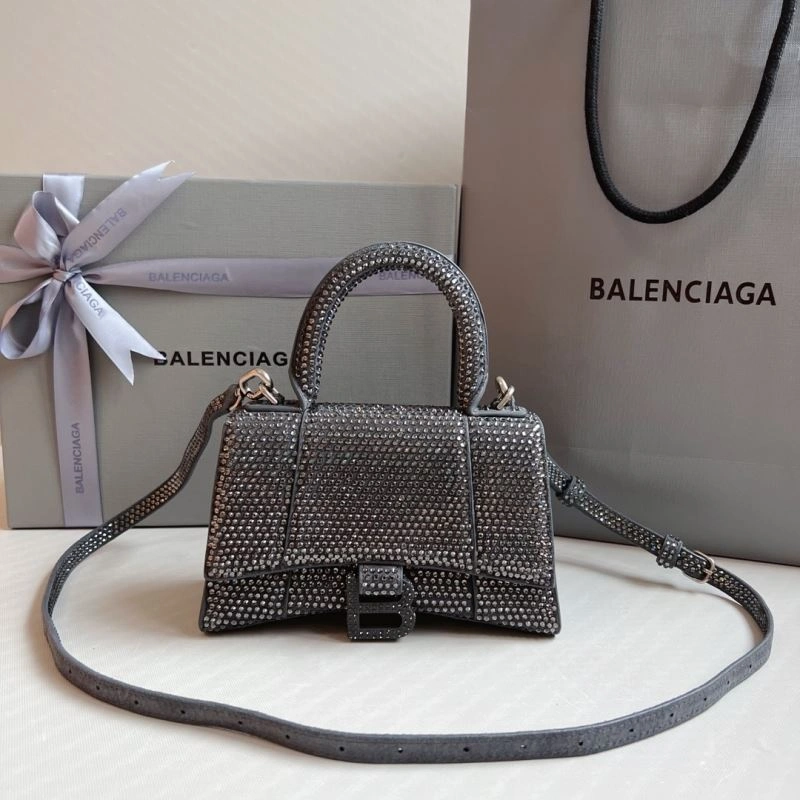 Balenciaga Diamond-Embellished Gray Hourglass Bag
