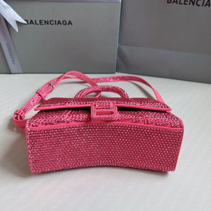 1:1 copy Balenciaga Diamond-Embellished Pink Hourglass Bag