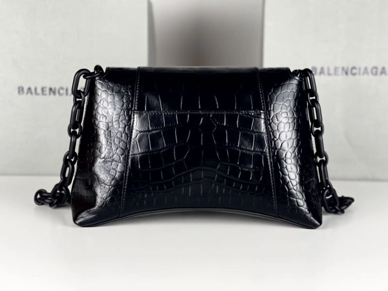 Value-priced Balenciaga Downtown Chain Shoulder Bag in Black Crocodile Leather
