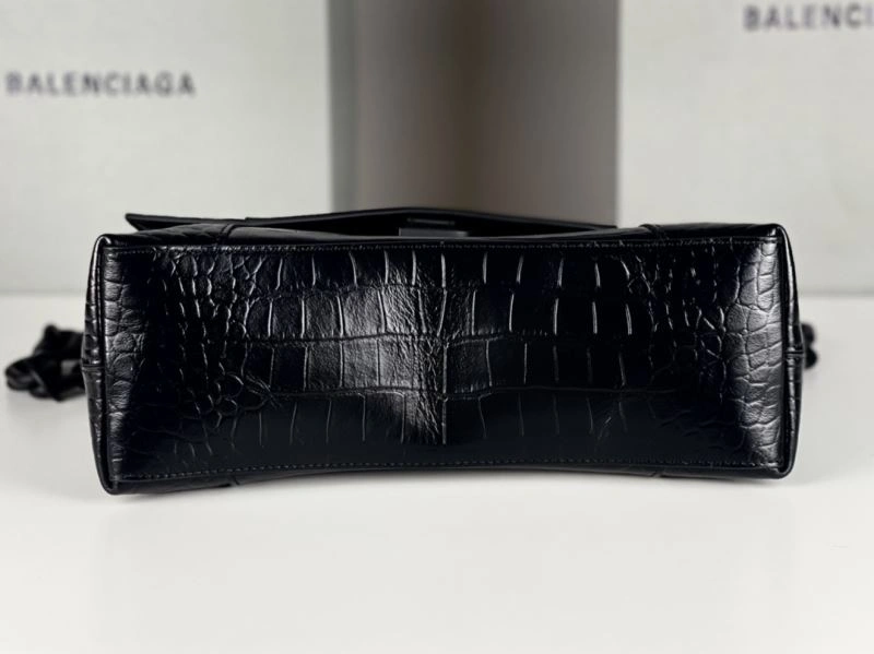 Value-priced Balenciaga Downtown Chain Shoulder Bag in Black Crocodile Leather