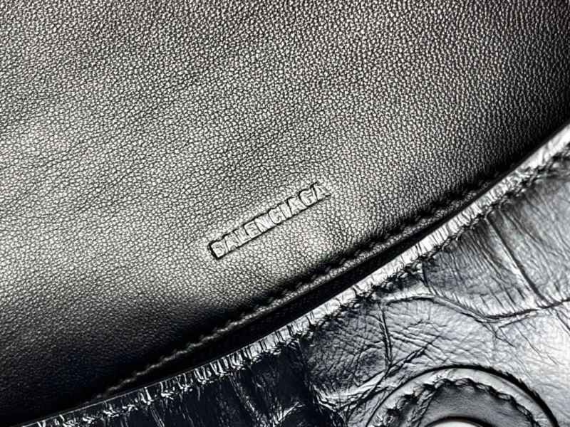 Value-priced Balenciaga Downtown Chain Shoulder Bag in Black Crocodile Leather