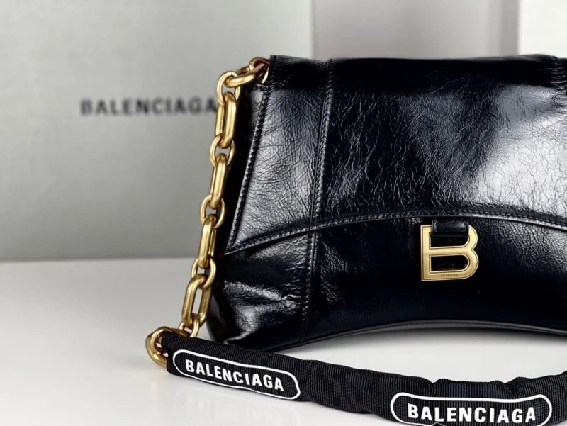 Cut-rate Balenciaga Downtown Chain Shoulder Bag in Black Gold Wax Leather