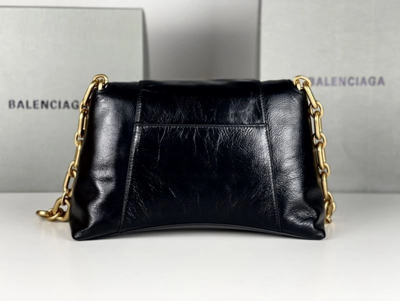 Cut-rate Balenciaga Downtown Chain Shoulder Bag in Black Gold Wax Leather