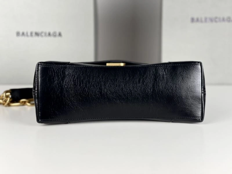 Cut-rate Balenciaga Downtown Chain Shoulder Bag in Black Gold Wax Leather