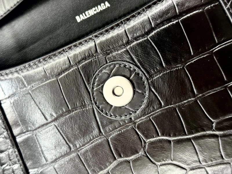 Affordable Balenciaga Downtown Hourglass Crocodile-Patterned Crossbody Bag