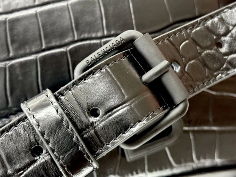 Affordable Balenciaga Downtown Hourglass Crocodile-Patterned Crossbody Bag