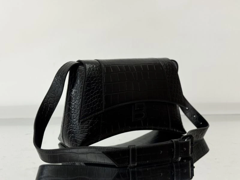 Affordable Balenciaga Downtown Hourglass Crocodile-Patterned Crossbody Bag