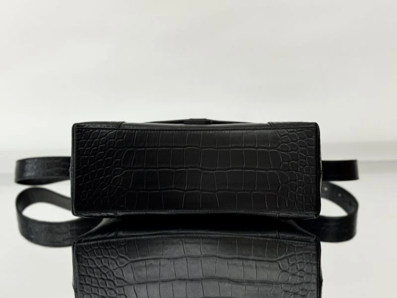 Affordable Balenciaga Downtown Hourglass Crocodile-Patterned Crossbody Bag