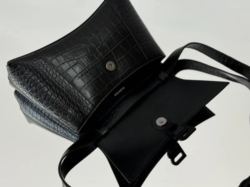 Affordable Balenciaga Downtown Hourglass Crocodile-Patterned Crossbody Bag