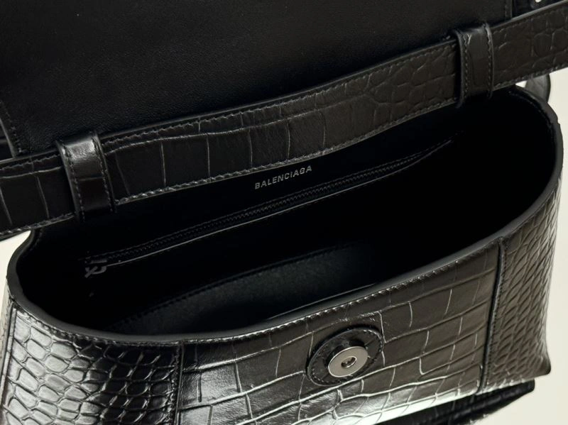 Affordable Balenciaga Downtown Hourglass Crocodile-Patterned Crossbody Bag