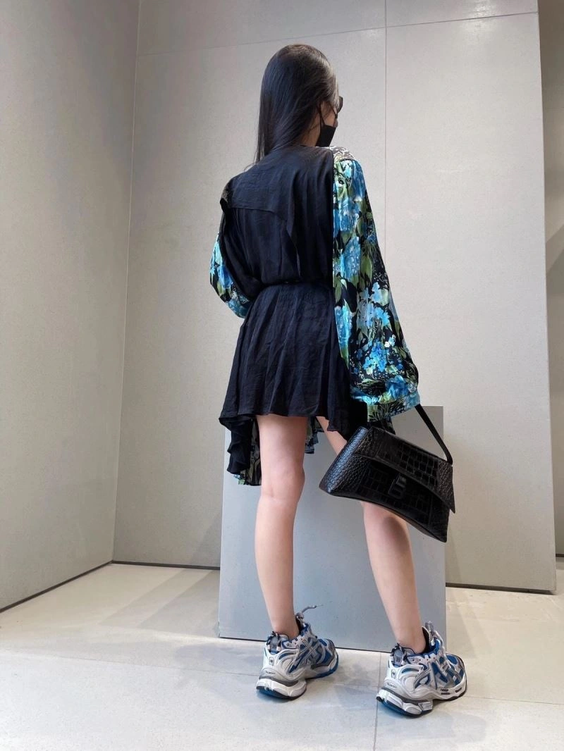 Affordable Balenciaga Downtown Hourglass Crocodile-Patterned Crossbody Bag