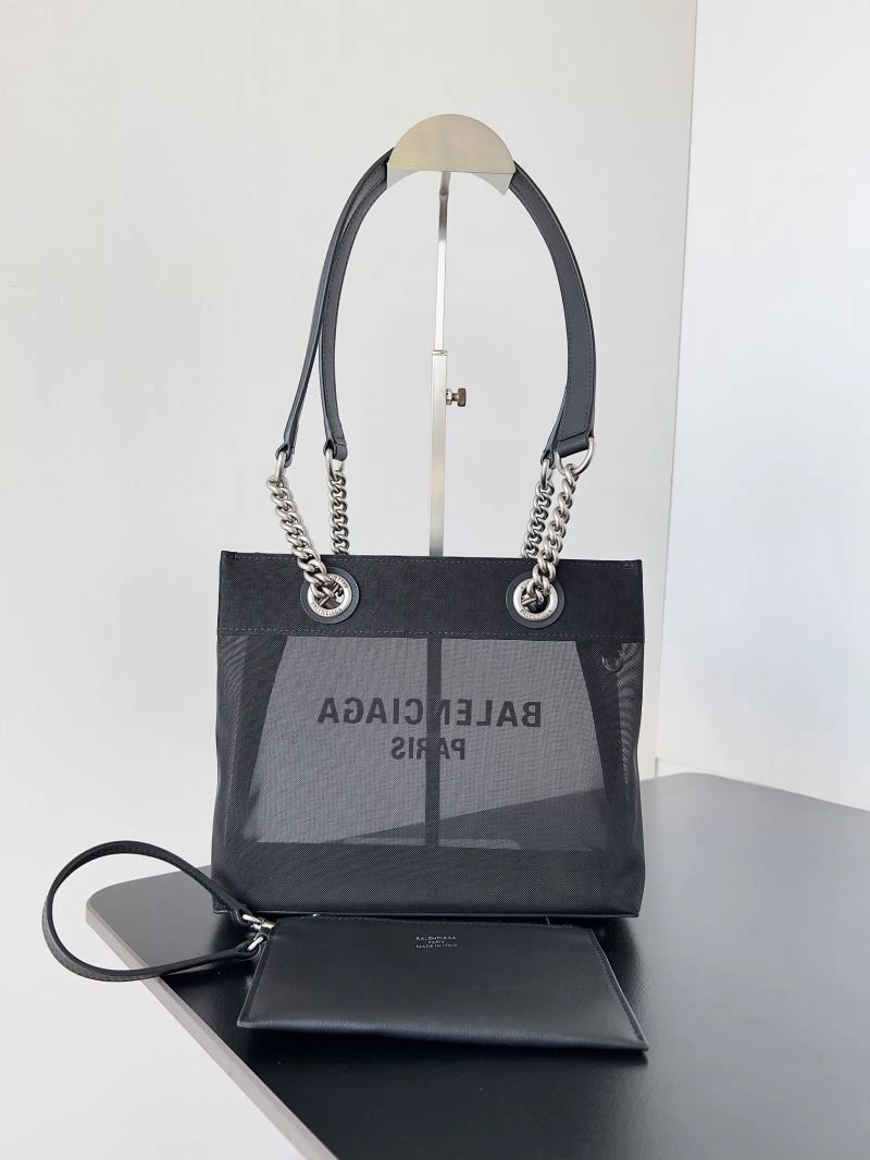 Balenciaga Duty Free Mesh Tote Bag with Leather-Chain Strap