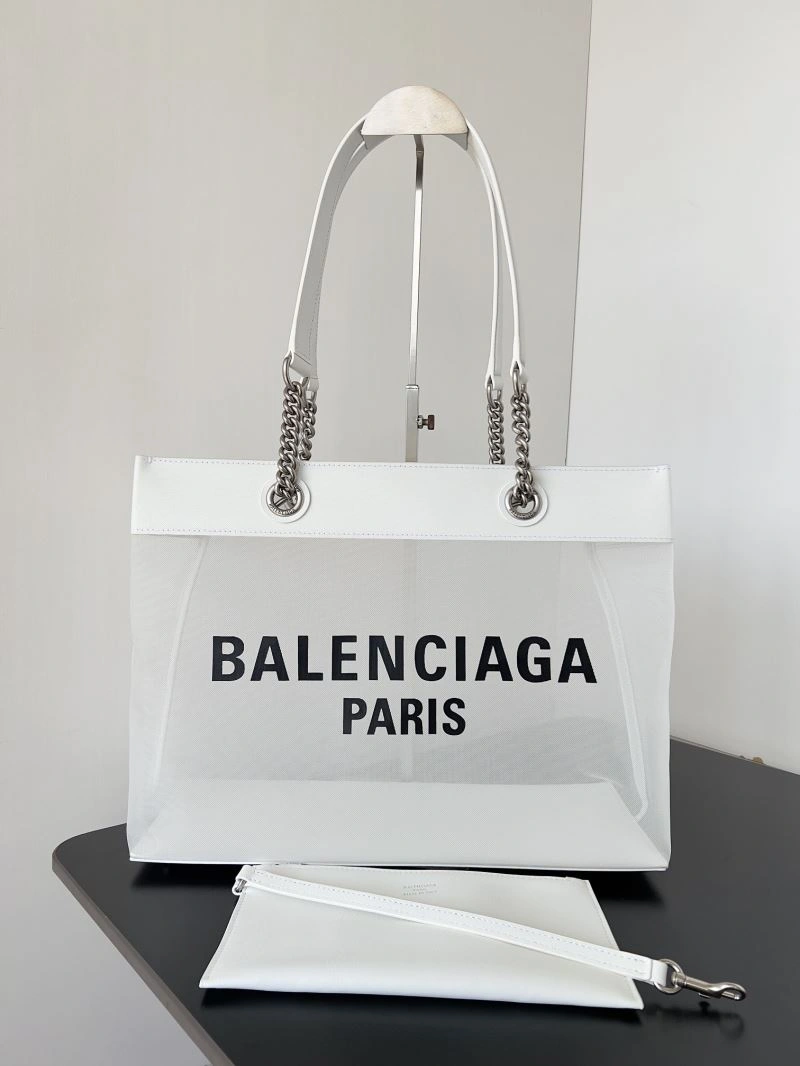 Balenciaga Duty Free Mesh Tote Bag with Leather-Chain Strap