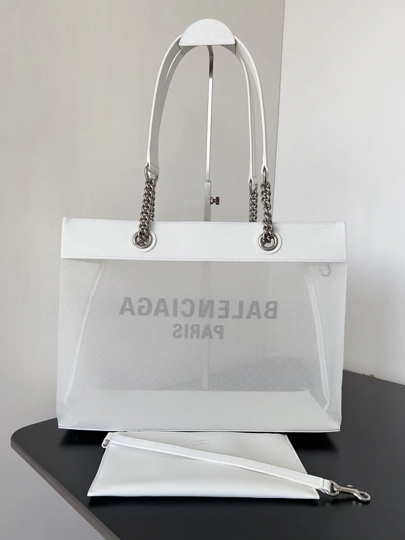 Budget-friendly Balenciaga Duty Free Mesh Tote Bag with Leather-Chain Strap