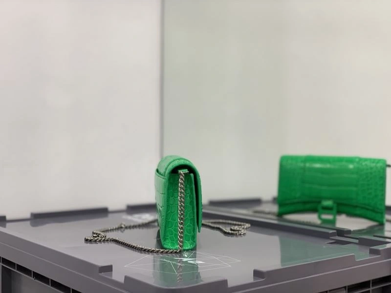 Accurate model Balenciaga Electric Green Crocodile Hourglass Chain Bag