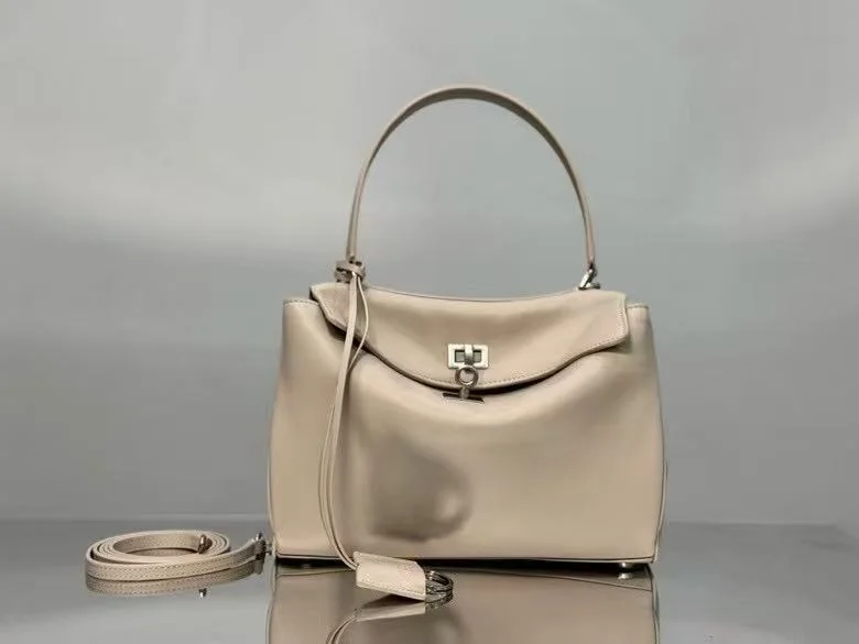 Balenciaga Elegant Apricot Silver Buckle Handbag Series