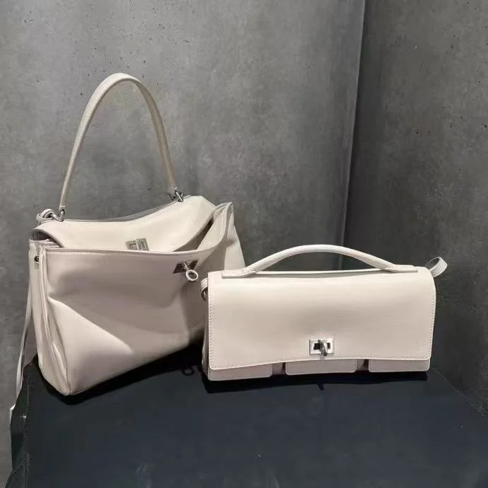 Reasonably priced Balenciaga Elegant Apricot Silver Buckle Handbag Series