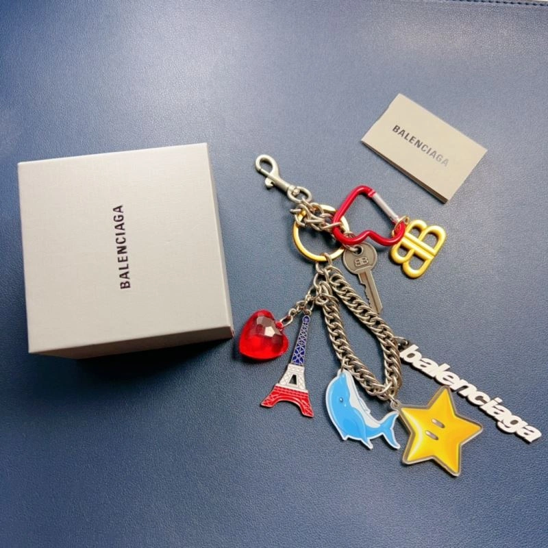 Balenciaga Elegant Gold Texture Keychain