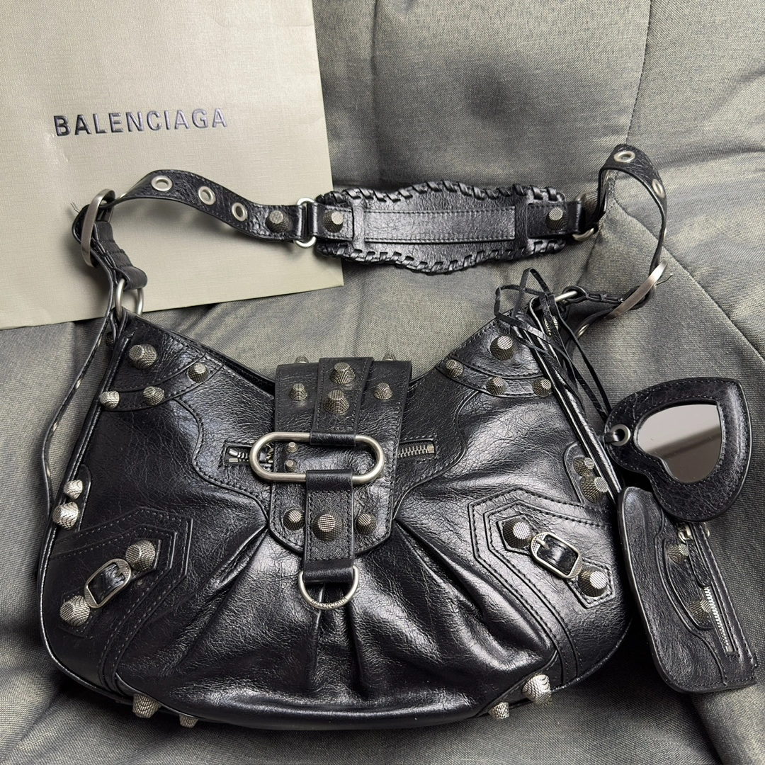 Balenciaga Exploded Lambskin Le Cagole Half-Moon Bag