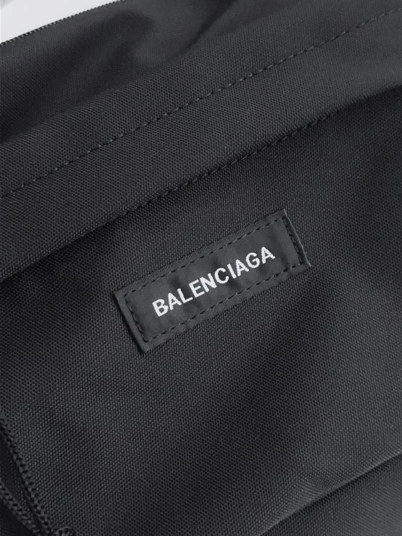 OEM Balenciaga Explorer Black Nylon Shoulder Bag with Logo Patch