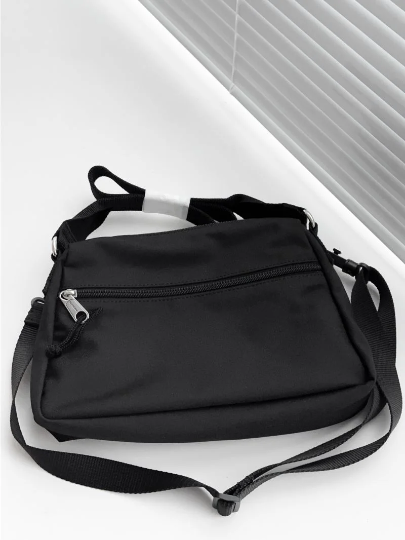 OEM Balenciaga Explorer Black Nylon Shoulder Bag with Logo Patch